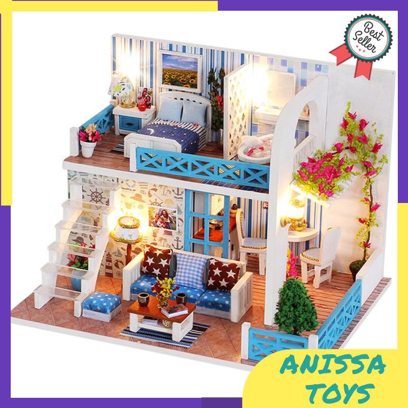 Jual Rumah Boneka Kayu Minature Dollhouse Wooden Doll House Casa Villa ...