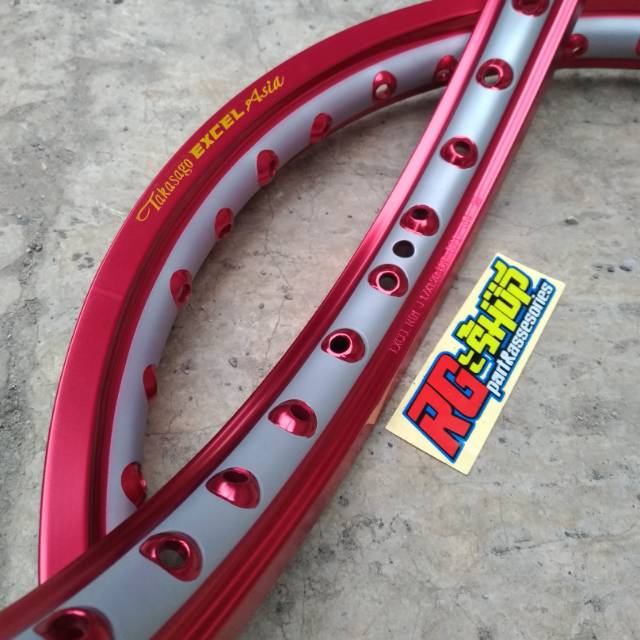 Jual velg pelek takasago excel 2tone 2 tone two tone red silver ...