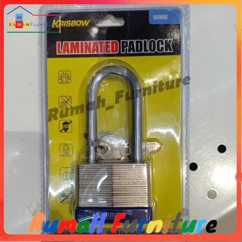 Jual Gembok Besi 50 MM Long Beam Original Krisbow Laminated Padlock ...