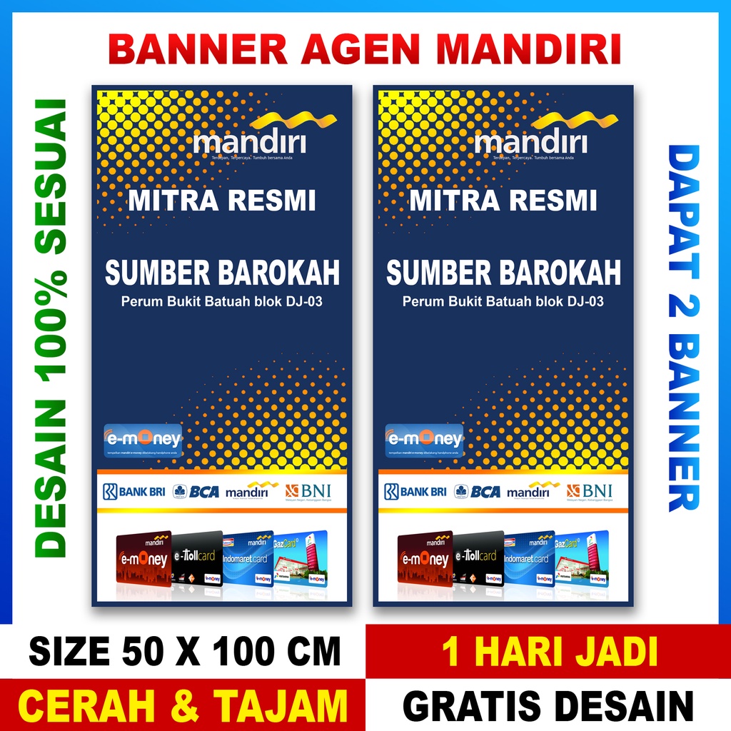 Jual SPANDUK BANNER AGEN BANK MANDIRI PAKET 2 BANNER | Shopee Indonesia