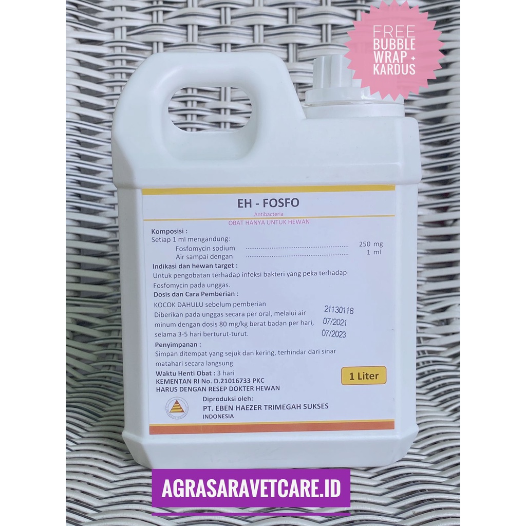 Jual EH FOSFO 1 liter (fosfomycin) obat coli, salmonela, coryza, kolera ...