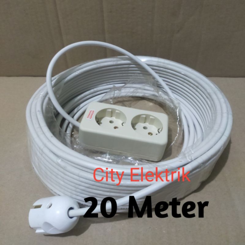 Jual Stop Kontak Jadi Rakitan Kabel 20 Meter + Terminal Uticon 2 Lubang ...