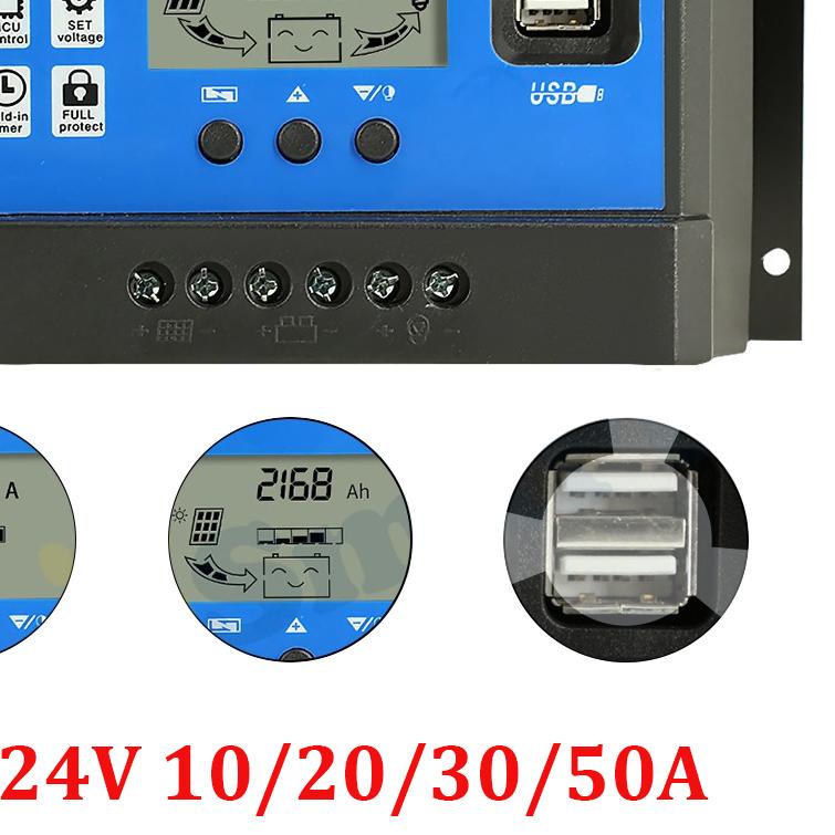 Jual ♥ Solar Charge Controller LCD LED Display Solar PWM 12V/24V 10A ...