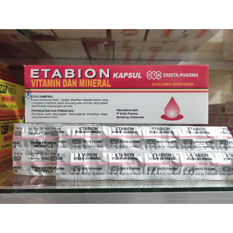 Jual ETABION KAPSUL penambah darah vitamin dan mineral @1Strip ...