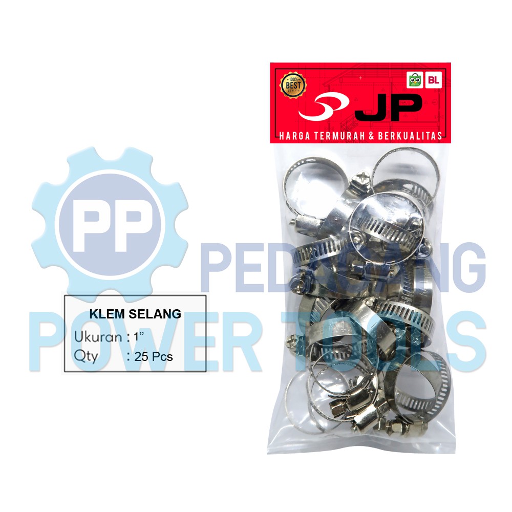 Jual JP 25 PCS KLEM SELANG 1" INCH STAINLESS STEEL HOSE CLIPS CLAMP ...