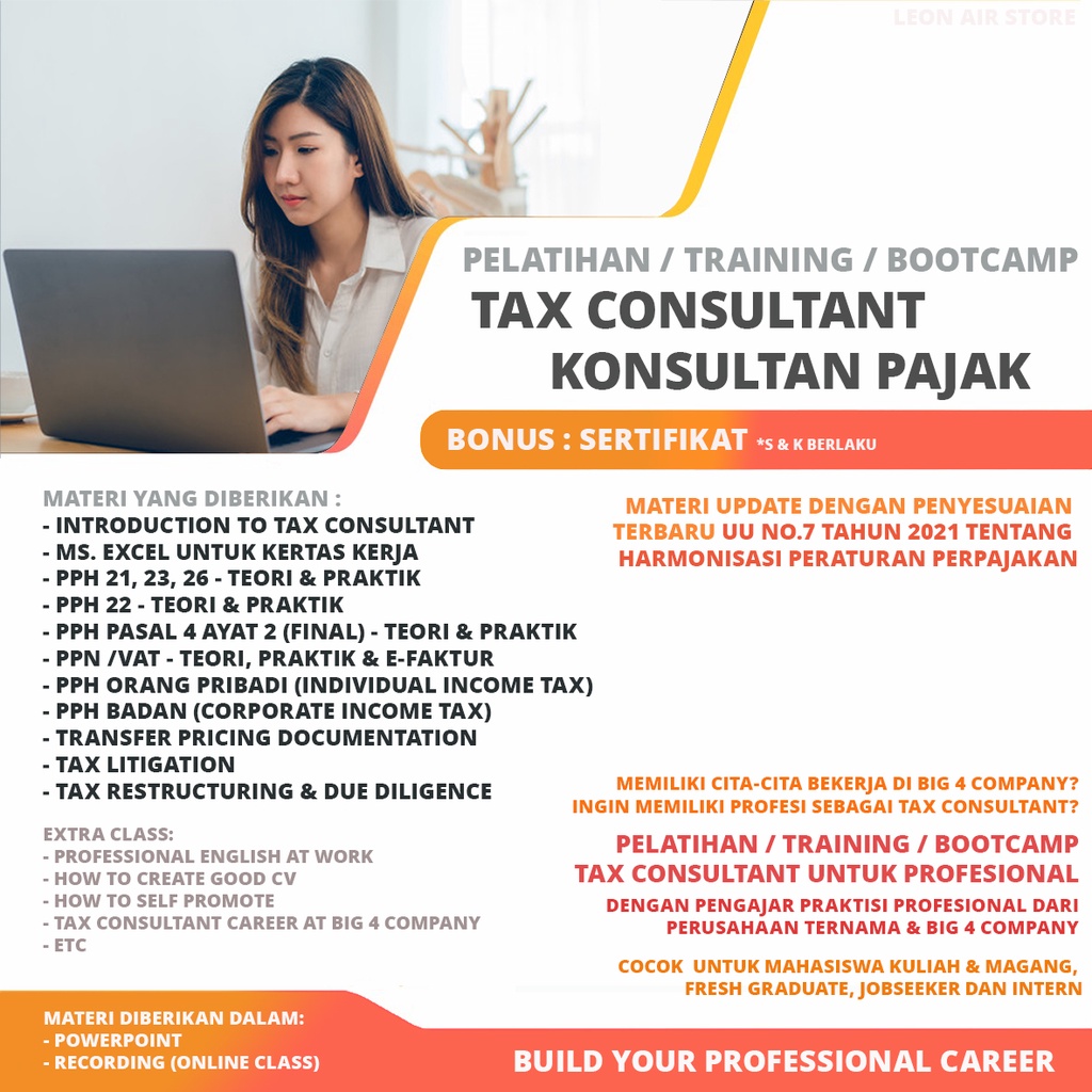 Jual Materi Pelatihan / Training / Bootcamp Tax Consultant / Konsultan ...