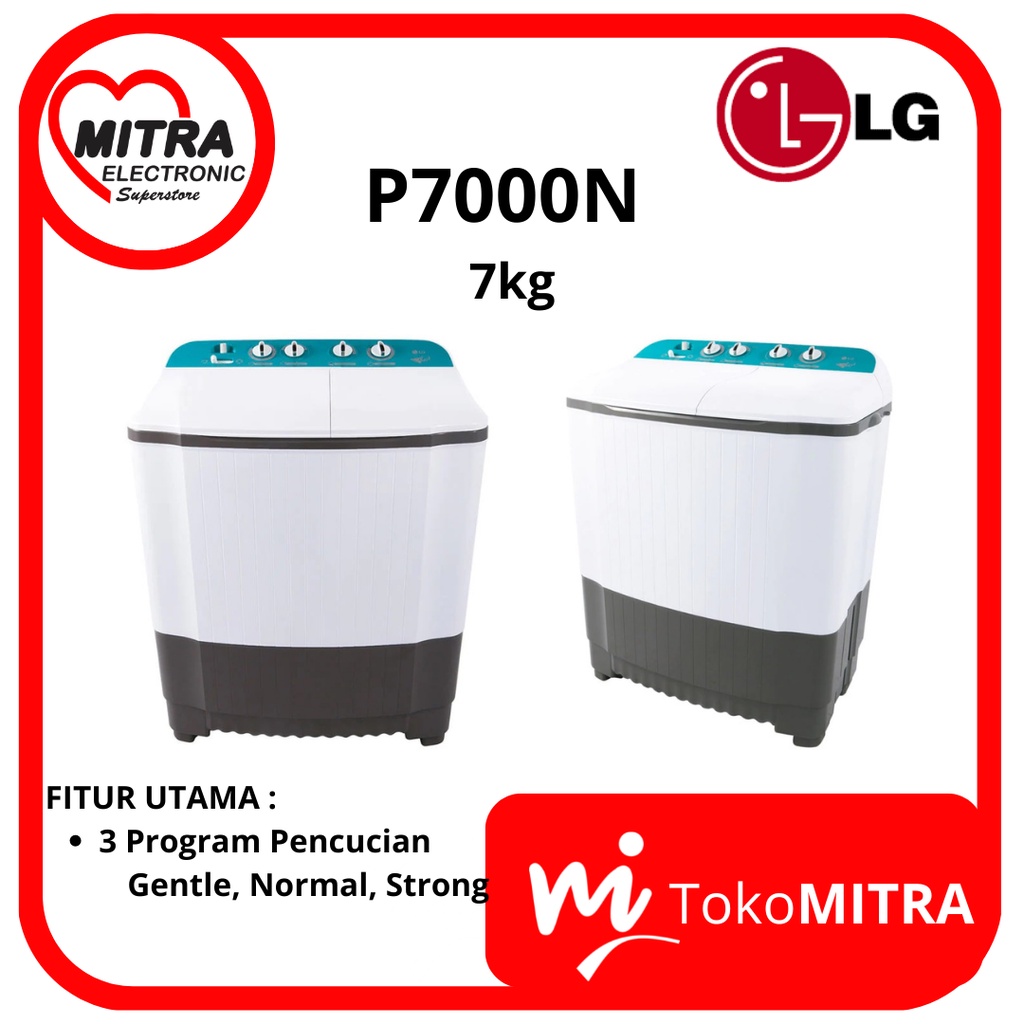 Jual MESIN CUCI TWIN TUB (MANUAL) LG P7000N 7kg | Shopee Indonesia