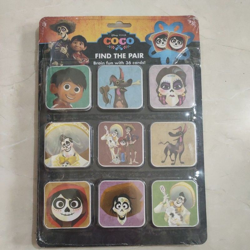 Jual Disney Pixar Coco find the pair brain fun with 36 cards | Shopee ...