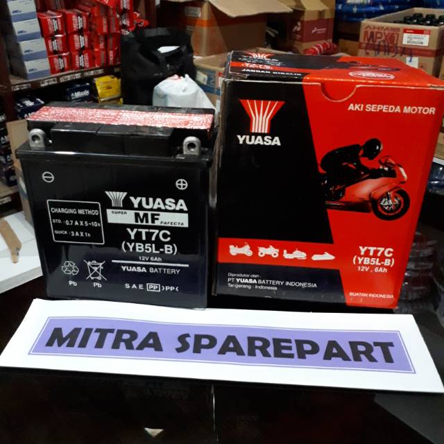 Jual AKI KERING YUASA YT7C 12V , 6Ah | Shopee Indonesia