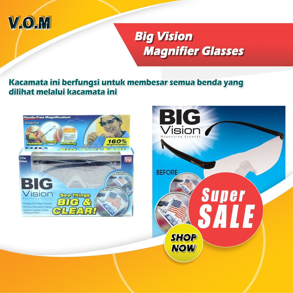 Jual VOM Big Vision Magnifier Glasses / Kacamata Pembesar - 0364 ...
