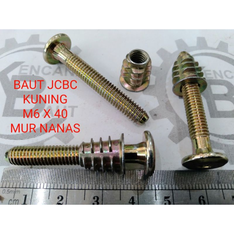 Jual BAUT JCBC M6 X 40 KUNING NANAS OD / FURNITURE / DIPAN / KNOCKDOWN DAN MUR NANAS | Shopee ...