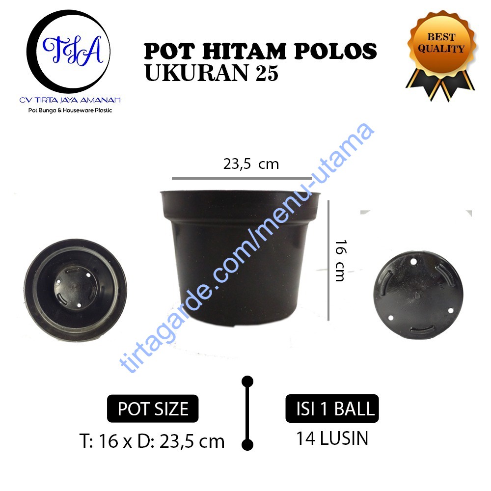 Jual pot bunga petani ukuran 25 polos hitam / pot plastik/ pot bunga ...