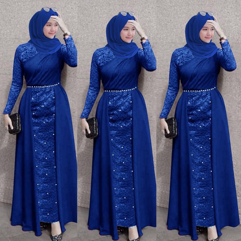 Jual (NEW BIREL SERIES) BAJU GAMIS MAXY MAXI SATIN DRESS BRUKAT BROKAT ...