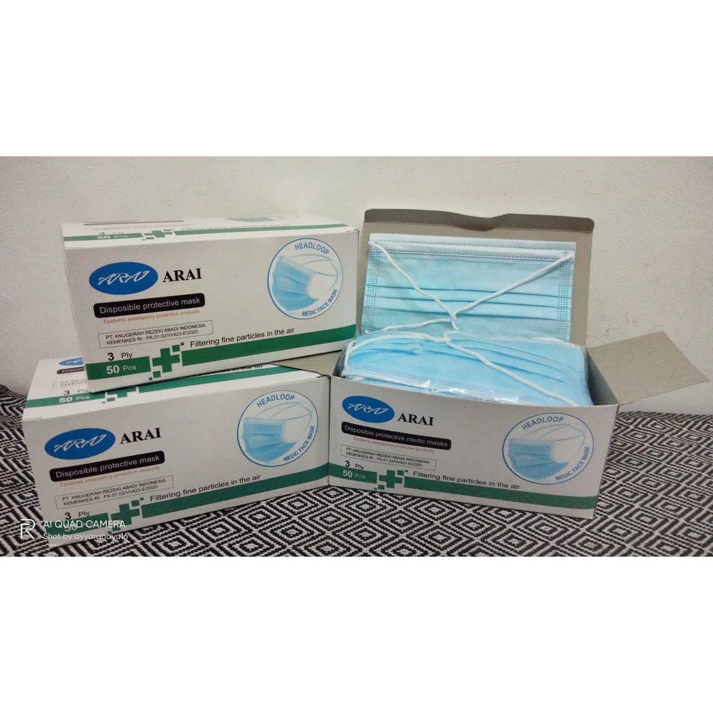 Jual MASKER MEDIS HIJAB ARAI 3PLY DISPOSIBLE SURGICAL MASK ( 3 BOX ...
