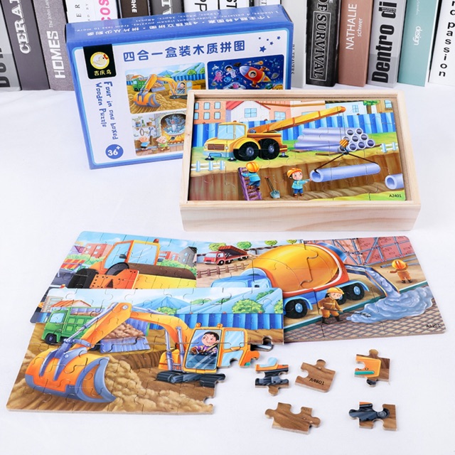 Jual 4 in 1 wooden puzzle - early puzzle - mainan edukasi anak | Shopee ...