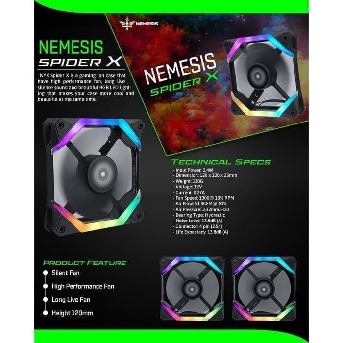Jual KIPAS PC Komputer CPU Fan Case NYK Nemesis SPIDER X 12cm Gaming ...