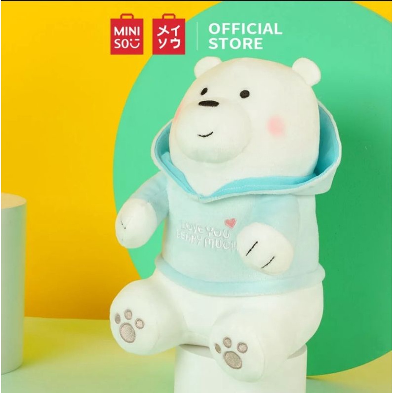 Jual MINISO x WE BARE BEARS! Lovely sitting plush toy. Icebear/panda ...