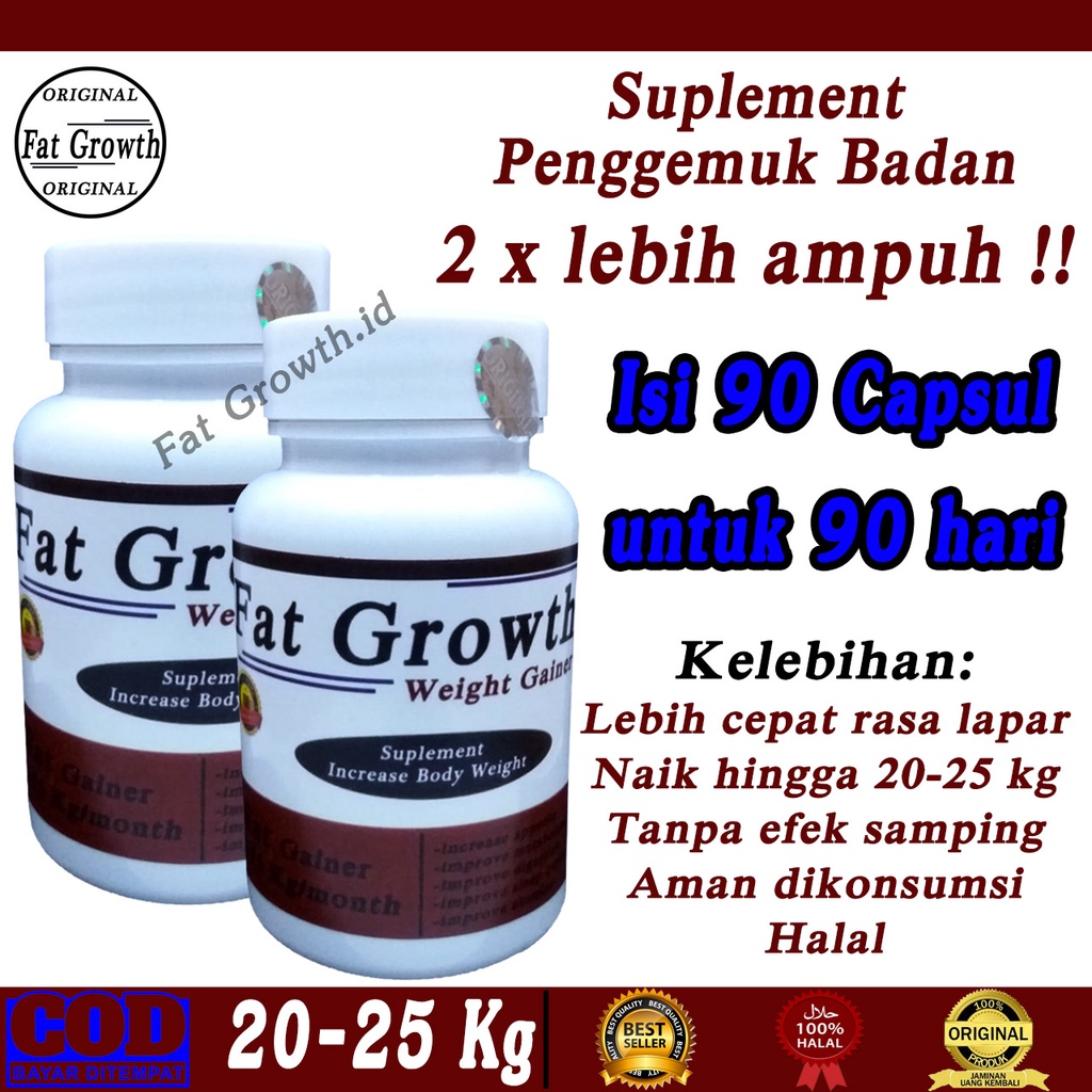 Jual OBAT GEMUK BADAN FAT GROWTH 100% ORIGINAL UNTUK DEWASA ISI 90 ...