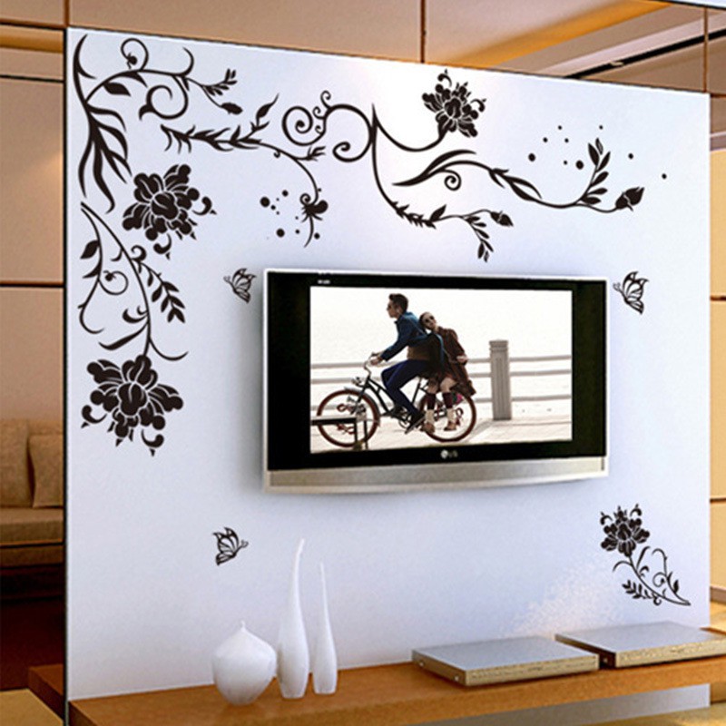 Jual RELIZA WALL STICKER BUNGA HITAM BLACK FLOWER STIKER DINDING ...