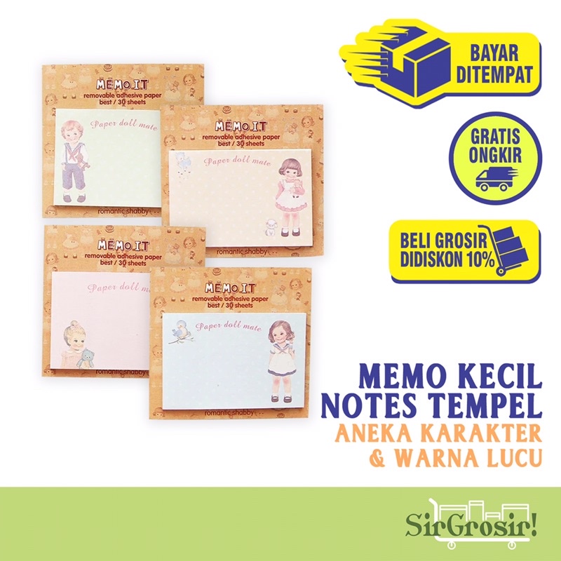 Jual CUTE STICKY NOTES - Memo Tempel Notes Pesan Catatan Gambar Kartun ...