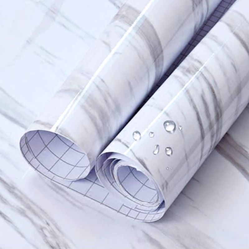 Jual Wallpaper Sticker Dinding Marmer Putih Bercak Abu Baret Elegant ...