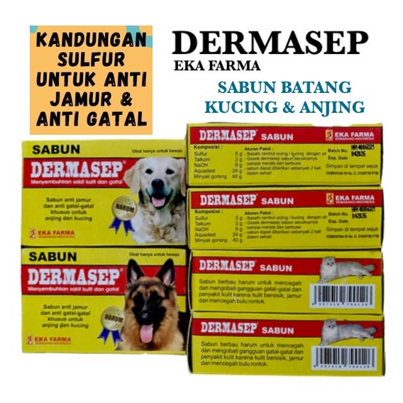 Jual DERMASEP SABUN BATANG Kucing Anjing Anti Jamur dan Gatal Sakit ...