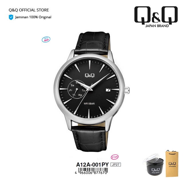 Jual Q&Q QnQ QQ Jam Tangan Pria Fashion Analog Kulit - A12 A12A Water Resist 5 BAR | Shopee ...