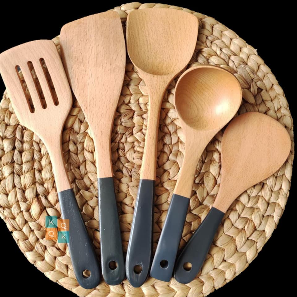 Jual (spatula set kayu) Beech wood kitchenware | Shopee Indonesia