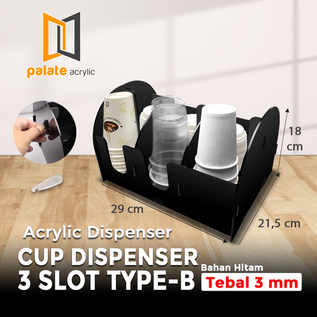 Jual AKRILIK CUP HOLDER DISPENSER / RAK CUP HOLDER 3 SLOT - TYPE B ...