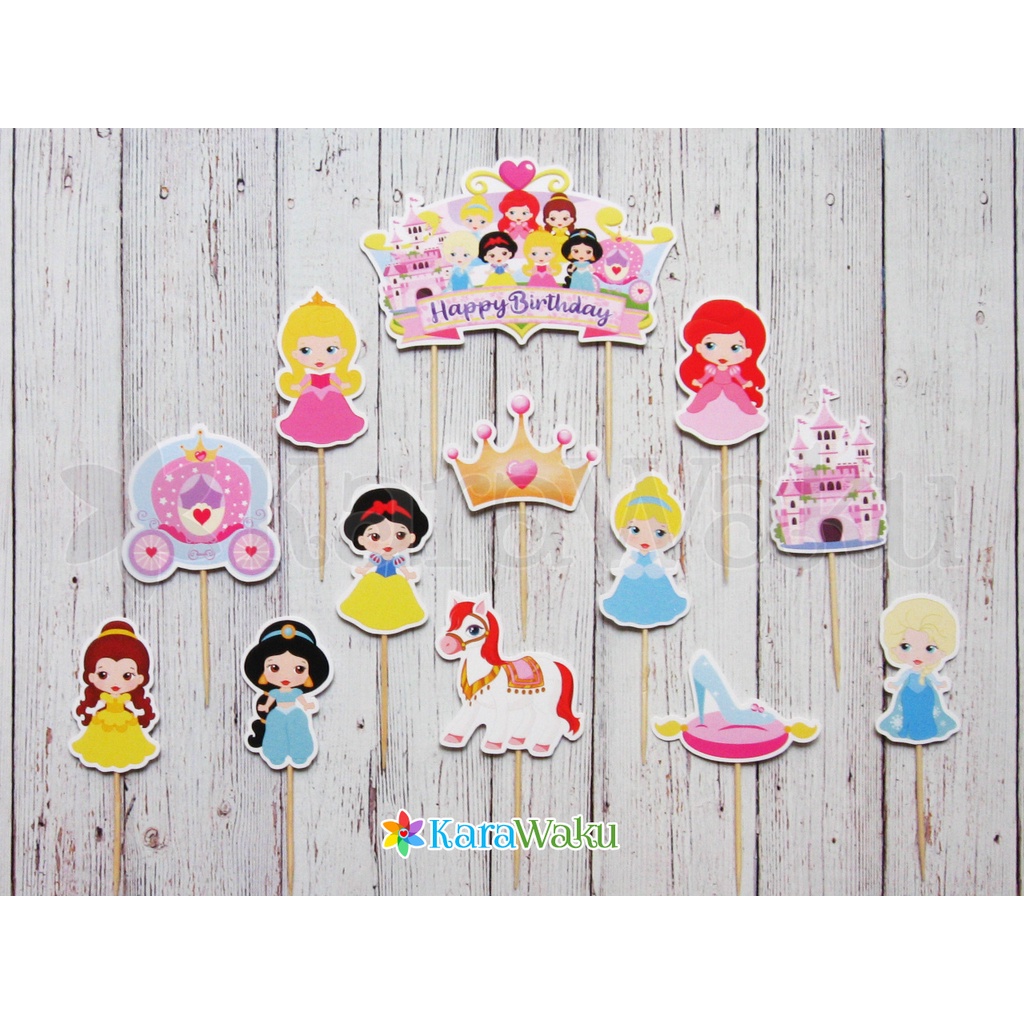 Jual Disney Princess Birthday Cake Topper / Hiasan Tusukan Kue Cupcake ...