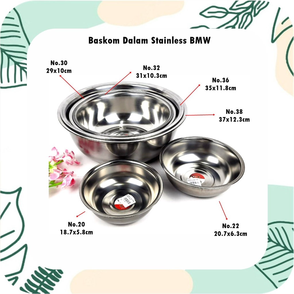 Jual Baskom/Mixing Stainless Bowl Dalam BMW 36cm | Shopee Indonesia