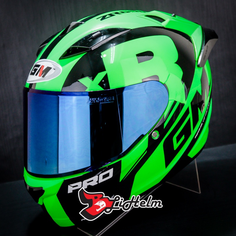 Jual HELM GM RACE PRO ZR650 GREEN FLUO | FULL FACE ORIGINAL SNI ...