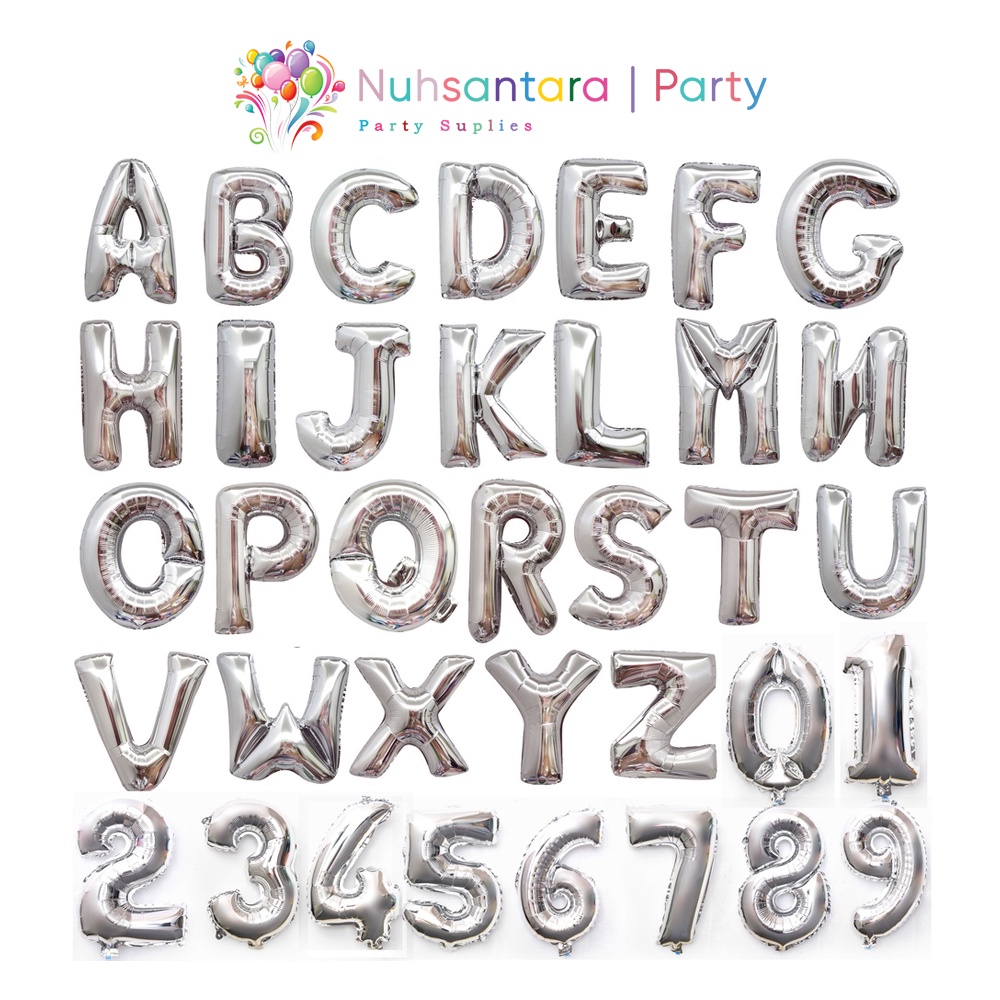 Jual Balon Huruf Pesta Ulang Tahun Silver | Balon Foil 45CM Selamat ...