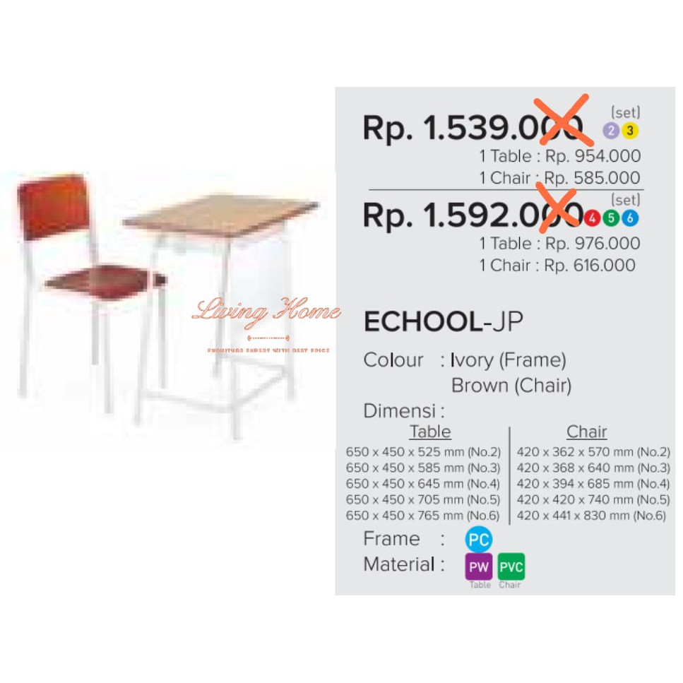 Jual Kursi Lipat Chitose Echool JP School Table Chair Bangku Susun Meja ...