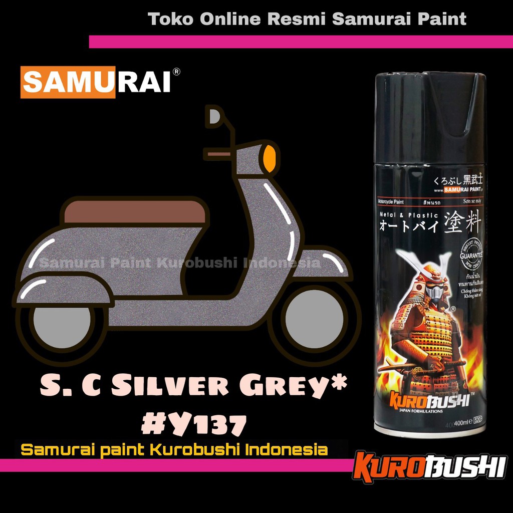 Jual Samurai Paint ENGINE PART S.C SILVER GREY Y137 Untuk Bagian Mesin ...