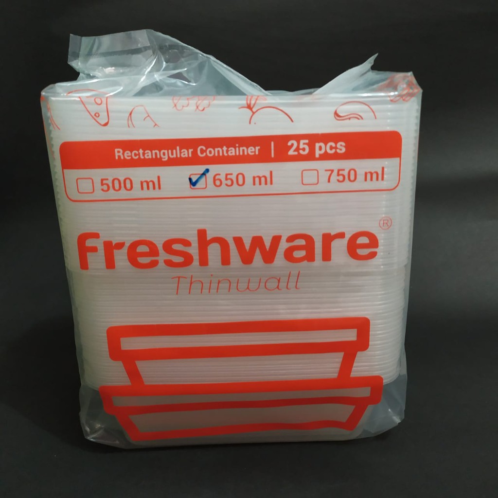 Jual Thinwall Freshware Rectangle plastik 650ml Round (25pcs) | Shopee ...