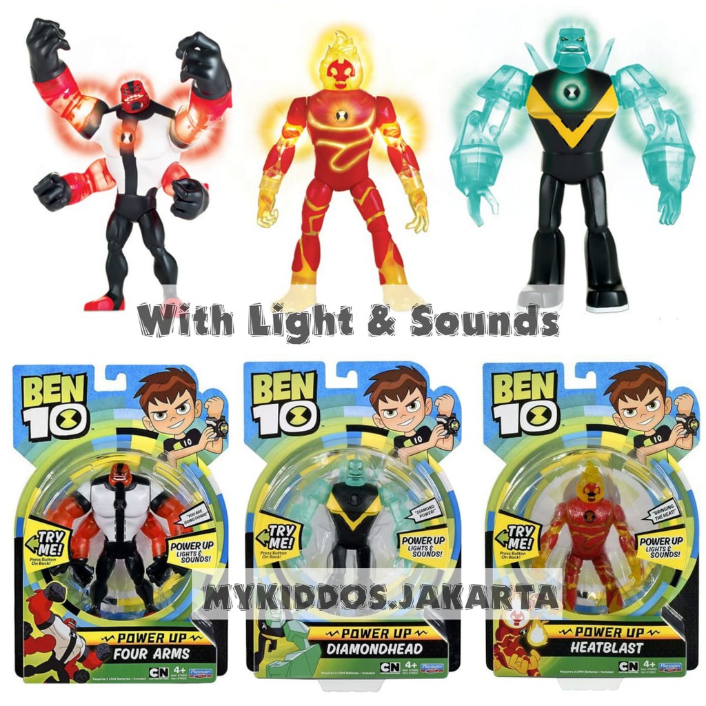 Jual Ben10 Figure Power Up Four Arms / Diamond Head /Headblast Light ...