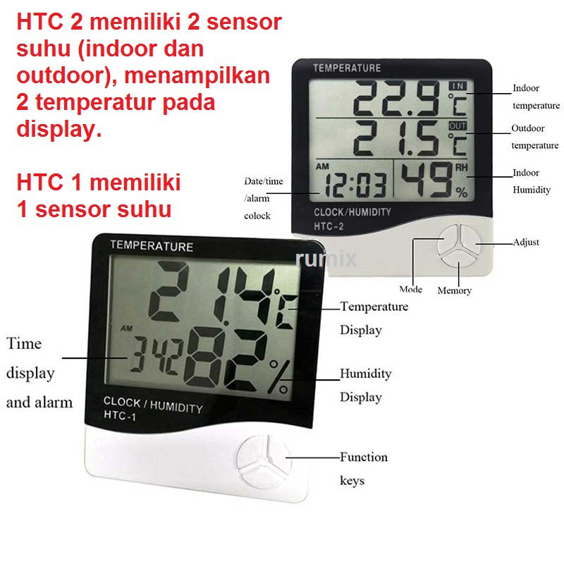 Jual HTC HTC-1 HTC-2 Thermometer Hygrometer Digital Higrometer ...