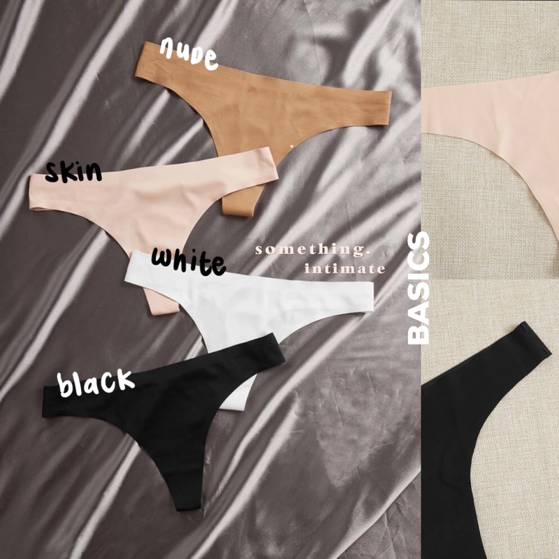 Jual SEAMFREE Seamless Solid Invisible Raw Cut Seamless Thong Cheeky G ...