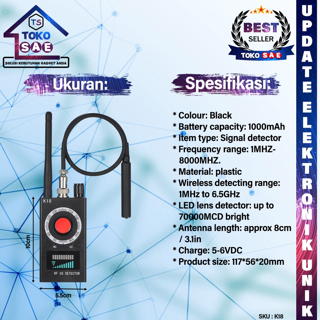 Jual RF Signal Detector K18 Alat Pelacak Spy Cam CCTV Signal GPS ...