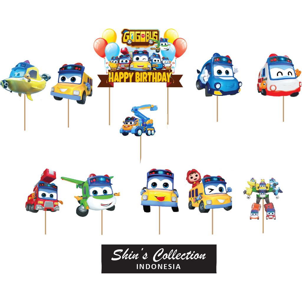 Jual Cake topper Go go bus Gogobus Gogo bus new set | Shopee Indonesia
