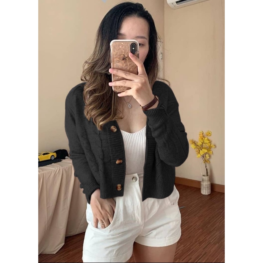 Jual WSE390 - Cardigan Rajut Rosie Motif Kabel Outer Rajut Motif Kabel Bahan Rajut Lembut Nyaman ...