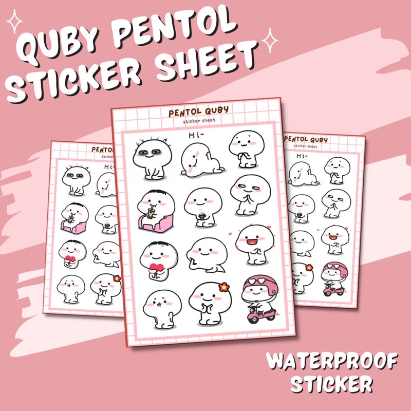 Jual Sticker Sheet Quby Pentol Vinyl Cute Cutting Premium Waterproof ...