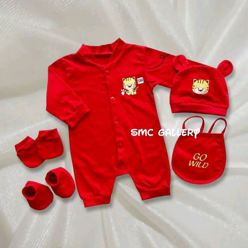Jual BERUANG 0-3 BLN / HARIMAU MERAH / Boy Girl Baju Bayi Merah Set ...