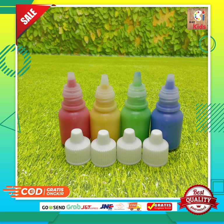 Jual Paket Cat air 4 Warna Cat lukis styrofoam Kemasan botol tetes 10ml ...
