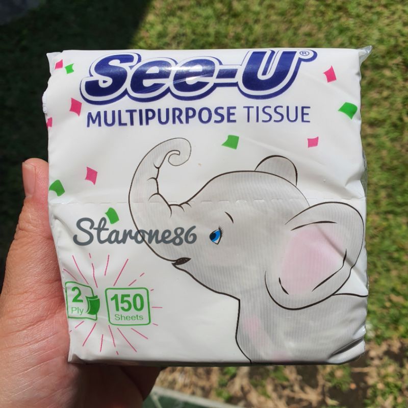 Jual STARONE86||TISSUE SEE-U MULTIPURPOSE POP UP GAJAH 150 sheet 2 ply ...