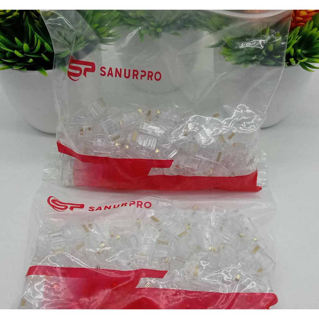 Jual CONNECTOR RJ45 CAT5E SANURPRO 100pcs | Shopee Indonesia