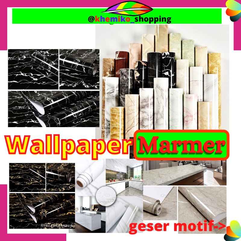 Jual WALL WALLPAPER MARMER STIKER STICKER SETIKER DINDING GLOSSY MOTIF ...