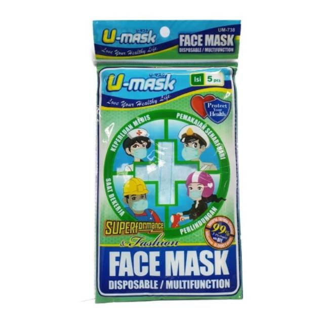 Jual Fit-U-Mask Surgical Mask Masker Earloop 3ply (isi 5pcs) | Shopee ...