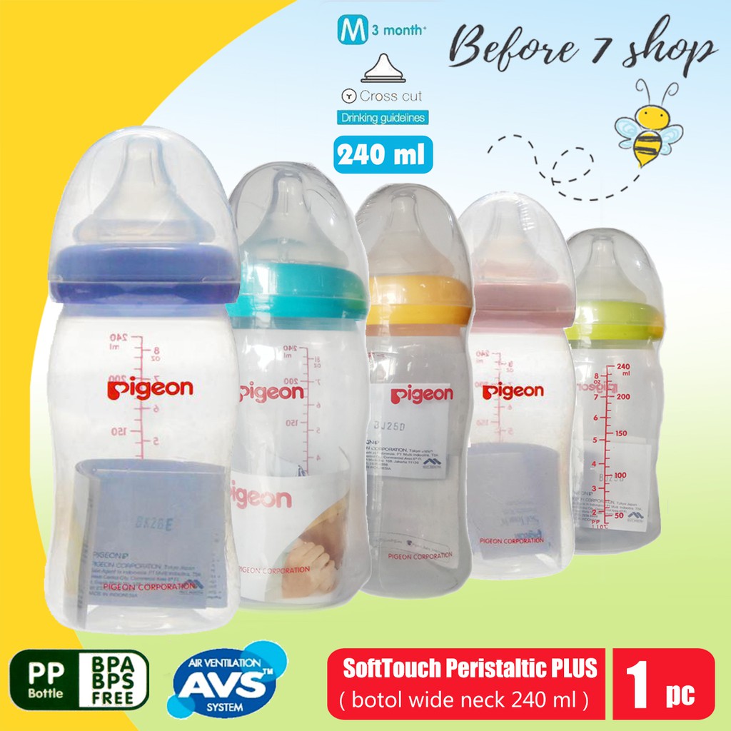 Jual PIGEON WideNeck Soft Touch Peristaltic PLUS Botol Wide Neck 240 ml | Shopee Indonesia